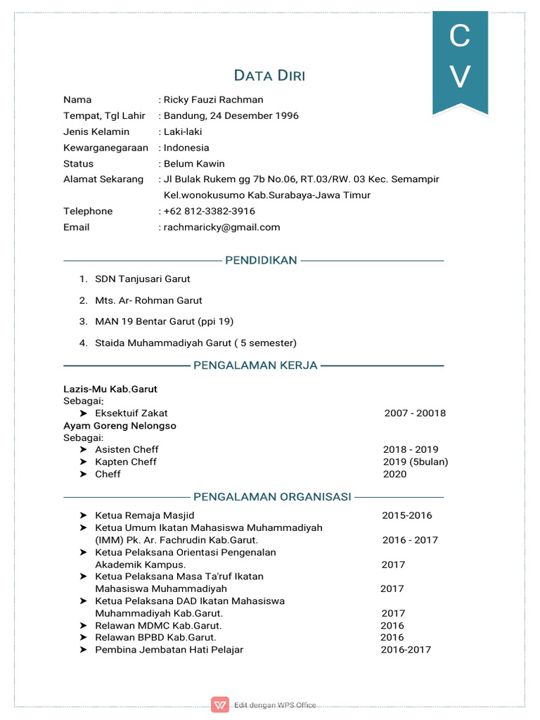 CV Ricky Fauzi Rachman | PDF
