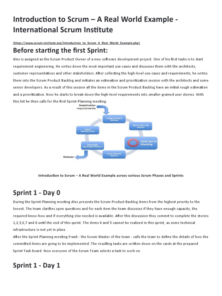 Introduction To Scrum - A Real World Example | PDF | Scrum (Software Development) | Computing