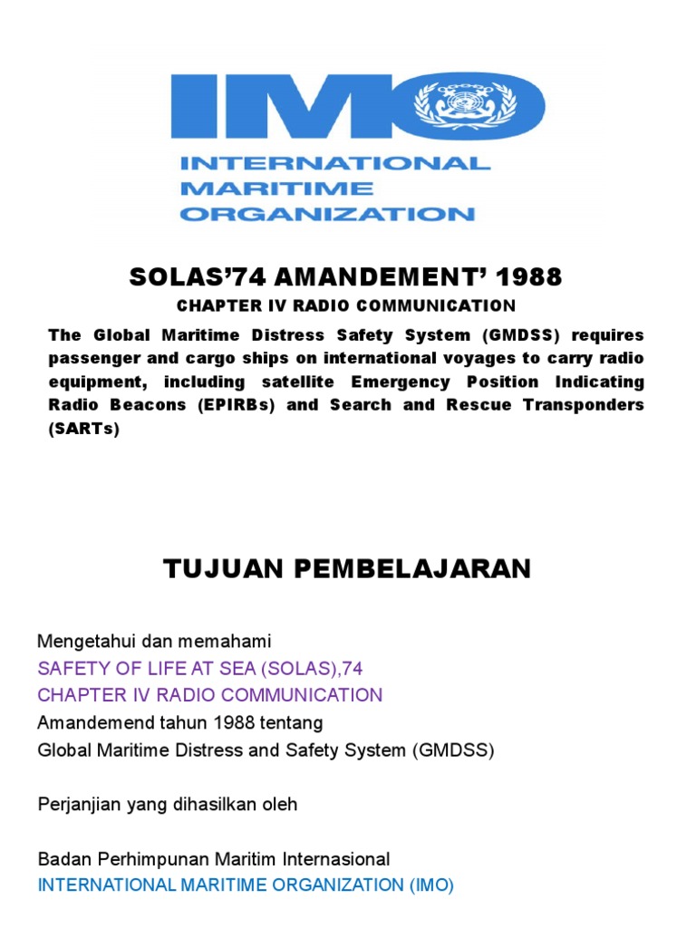 Solas'74 Amandement' 1988 | PDF | Wireless | Information And ...