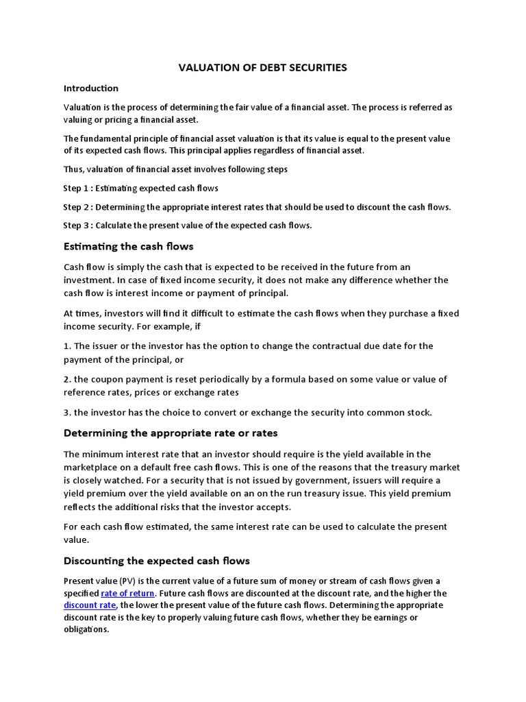 Valuation of Debt Securities | PDF | Present Value | Discounting