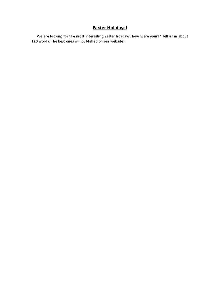 Easter Holidays Writing | PDF