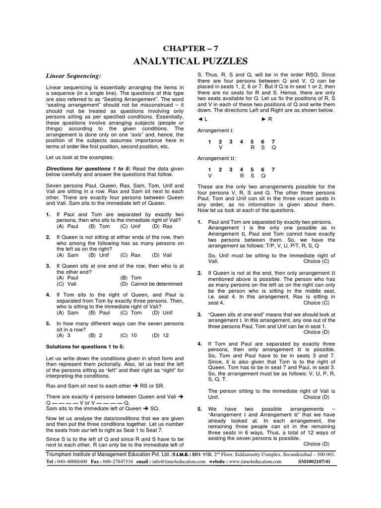 LR Chapter 7 - Analytical Puzzles | PDF | World Of A Song Of Ice And Fire