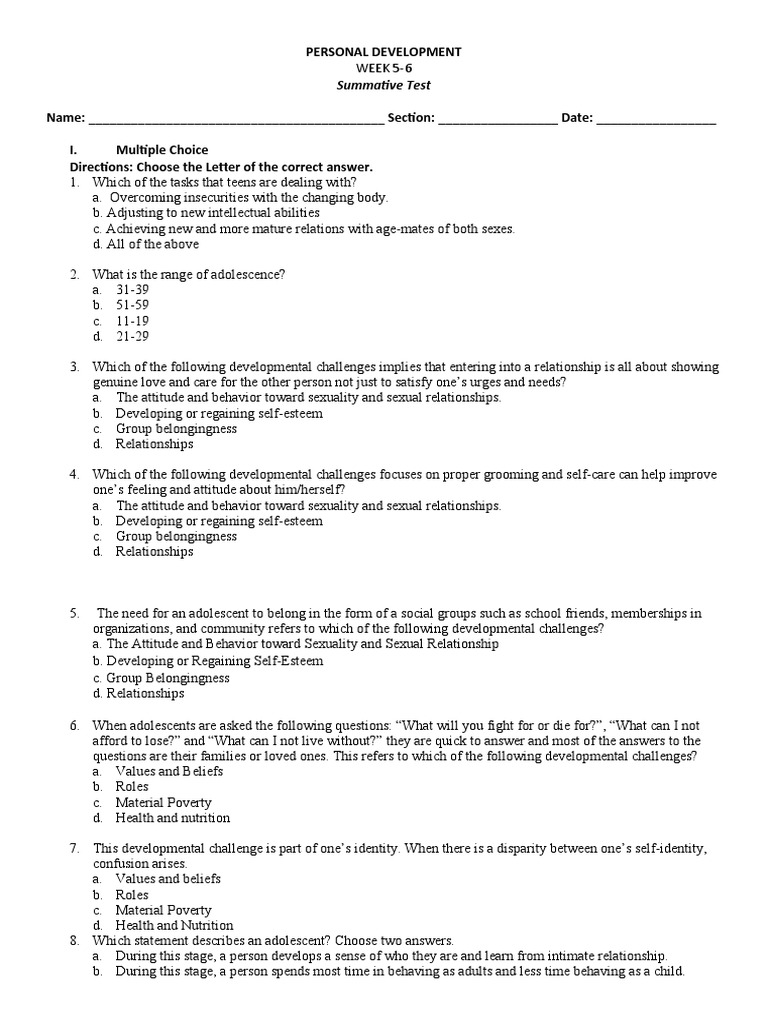 Adolescent Development and Self-Esteem Challenges | PDF | Adolescence ...