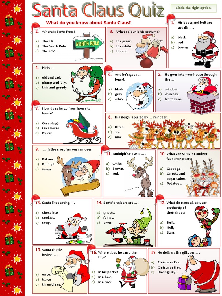 Santa Claus Quiz | Download Free PDF | Santa Claus | Santa Claus's Reindeer