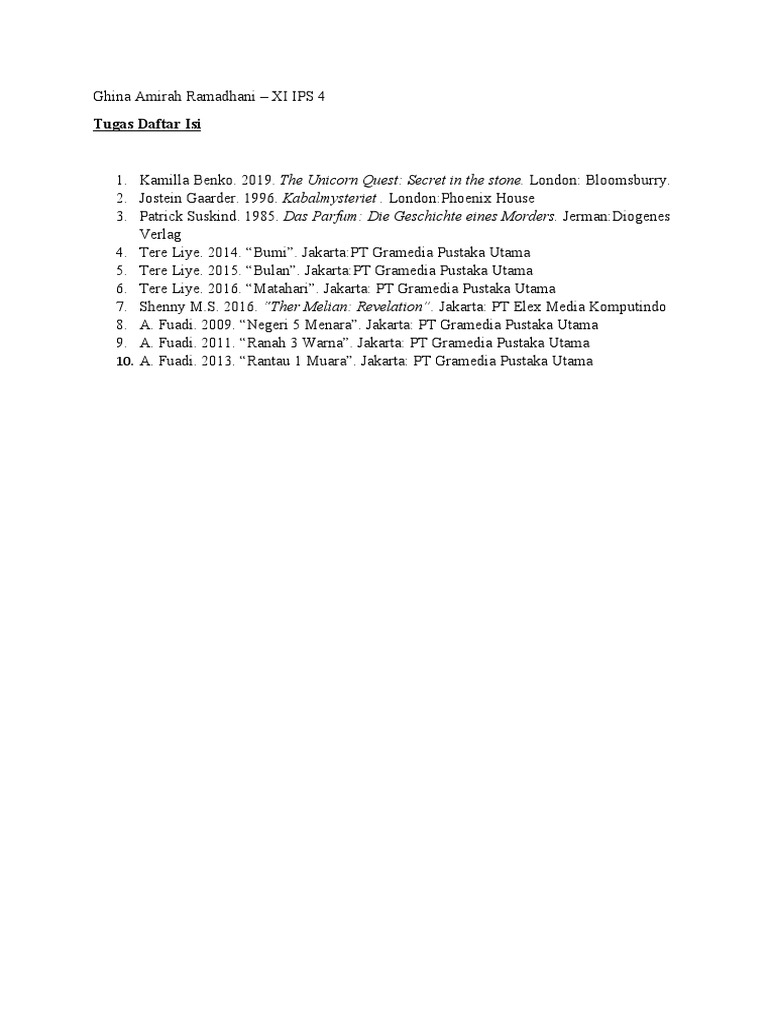 Daftar Isi Bindo | PDF | Social Science | Young Adult