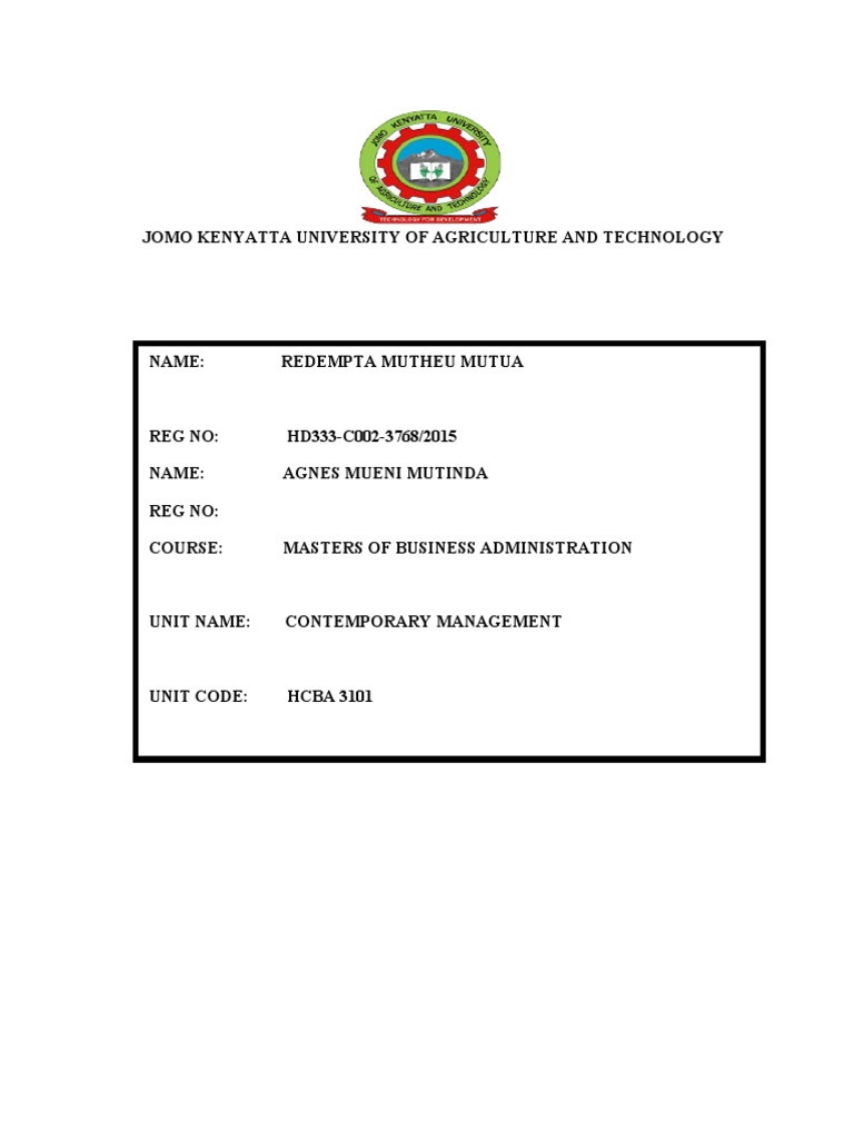 Jomo Kenyatta University of Agriculture and Technology Cover Page | PDF ...