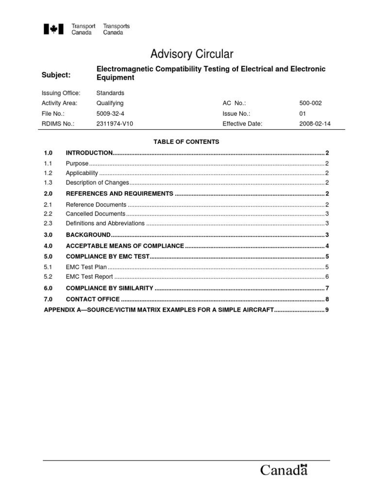 EMC Testing Guidance for Aircraft Electrical Equipment | PDF ...
