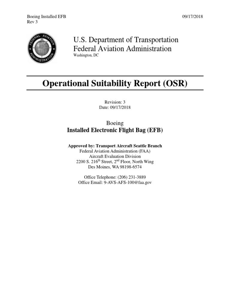 Operational Suitability Report (OSR) : U.S. Department of ...