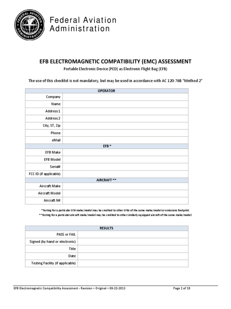 Federal Aviation Administration: Efb Electromagnetic Compatibility (Emc ...