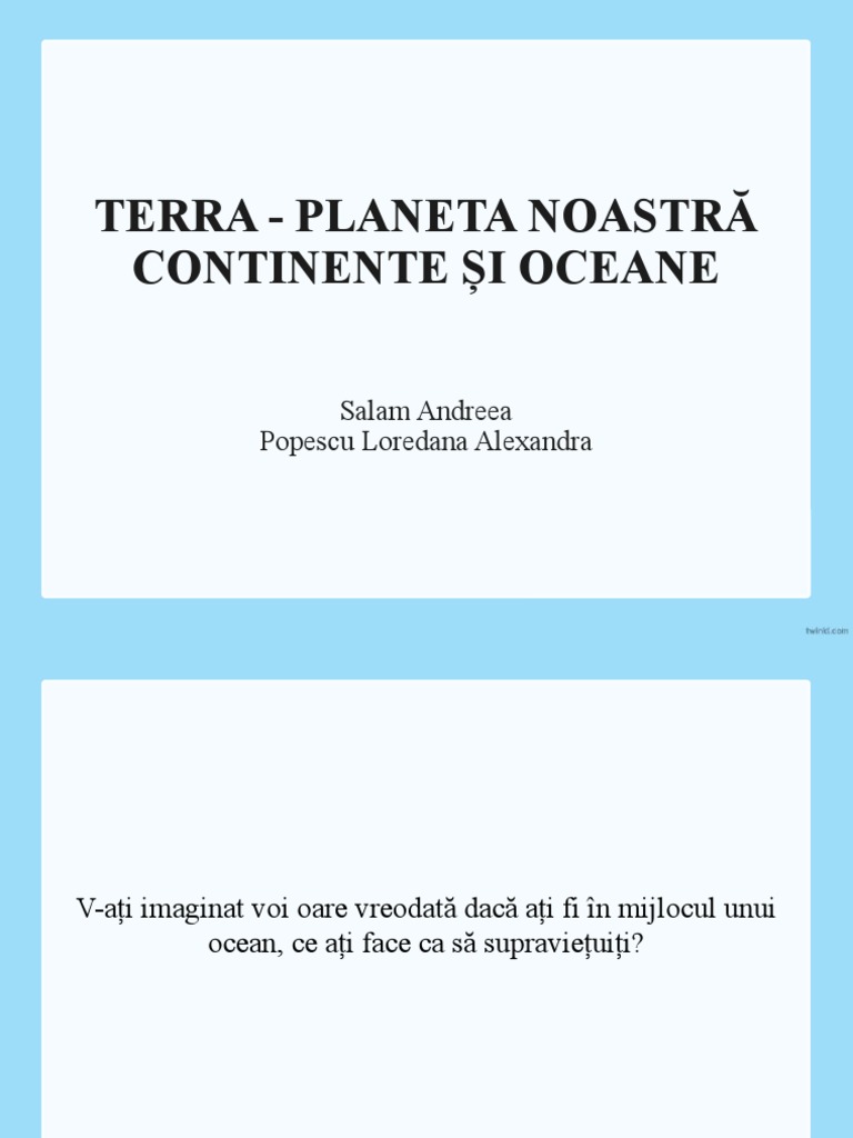 Continentele Și Oceanele Lumii - Prezentare Powerpoint | PDF
