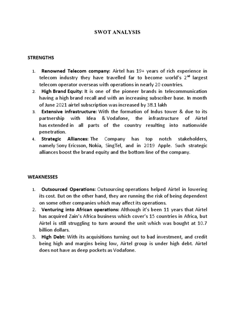 Swot Analysis | PDF | Lte (Telecommunication) | 4 G