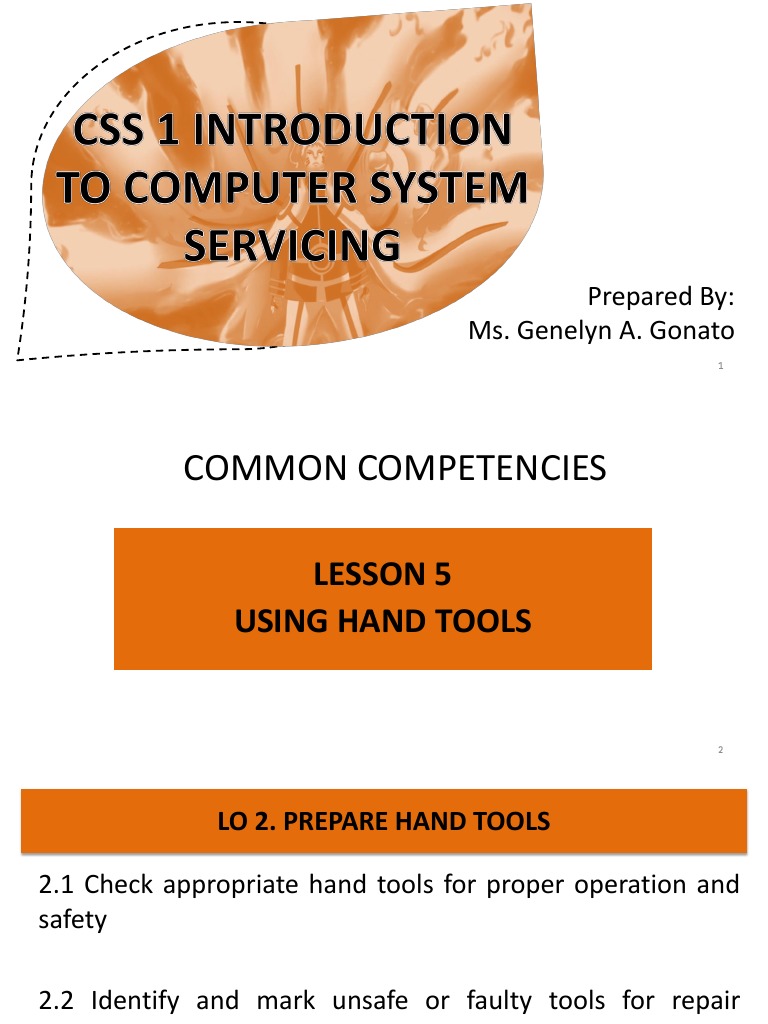 css1 Lesson5 LO2 PREPARE HAND TOOLS | PDF | Tools | Equipment