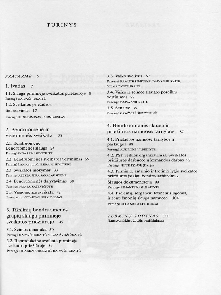 Slauga Pirmineje Sveikatos Prieziuroje | PDF