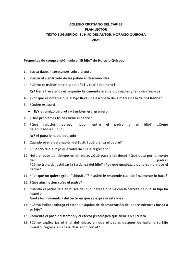 El Hijo" de Horacio Quiroga | PDF | Religión y espiritualidad