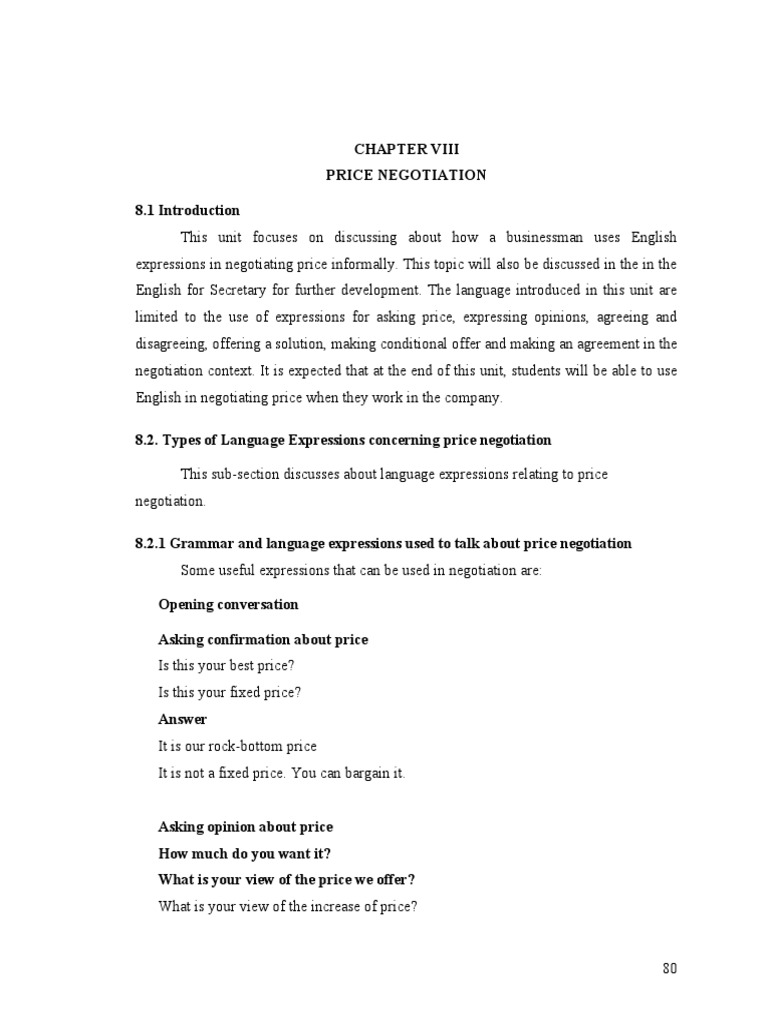 CHAPTER - VIII-Price Negotiation-8-79 | PDF | Negotiation | Bargaining