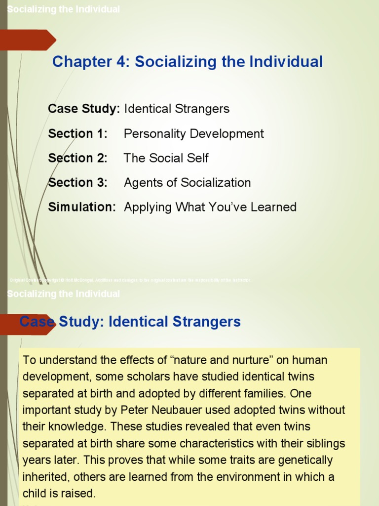 Chapter 4: Socializing The Individual | PDF | Socialization | Nature ...