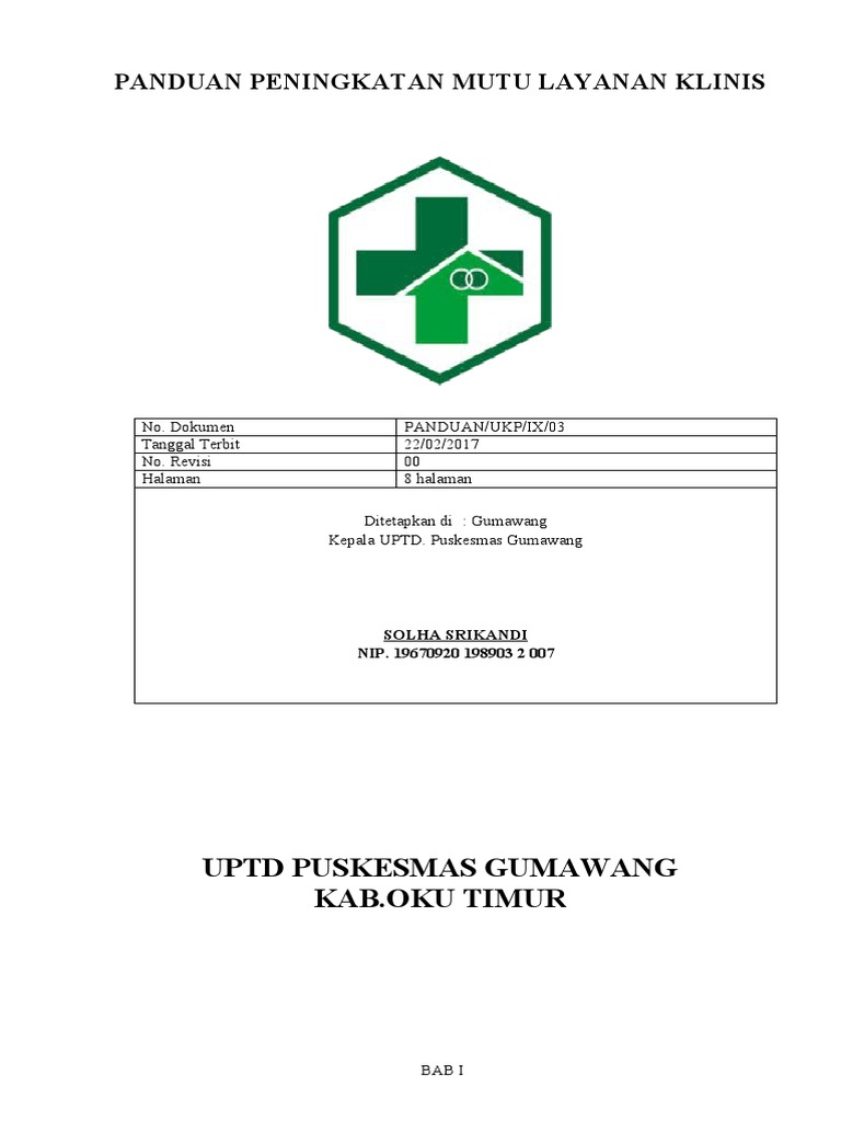Panduan Peningkatan Mutu Layanan Klinis | PDF