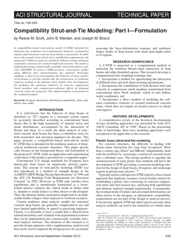 Compatibility Strut-and-Tie Modeling: Part I-Formulation: Aci ...
