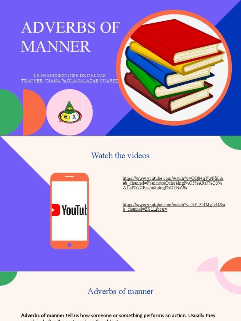 Adverbs of Manner: I.E Francisco José de Caldas Teacher: Diana Paola ...