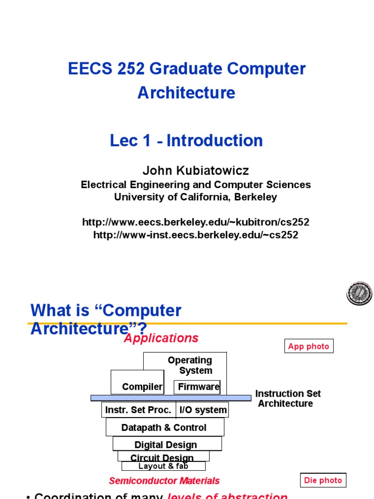 EECS 252 Graduate Computer Architecture Lec 1 - Introduction | PDF | Central Processing Unit ...