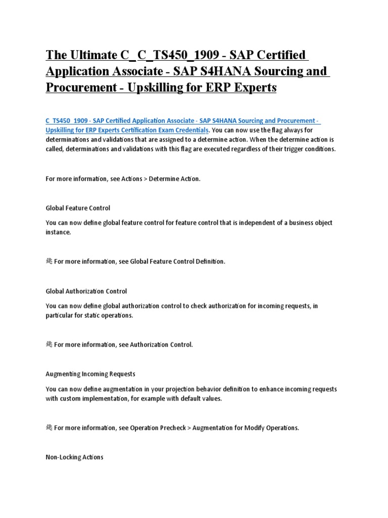 The Ultimate C - C - TS450 - 1909 - SAP Certified Application Associate - SAP S4HANA Sourcing ...