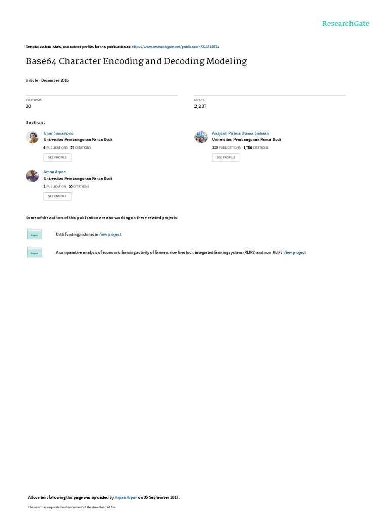 Base 64 Character Encoding and Decoding Modeling | PDF | Encryption ...