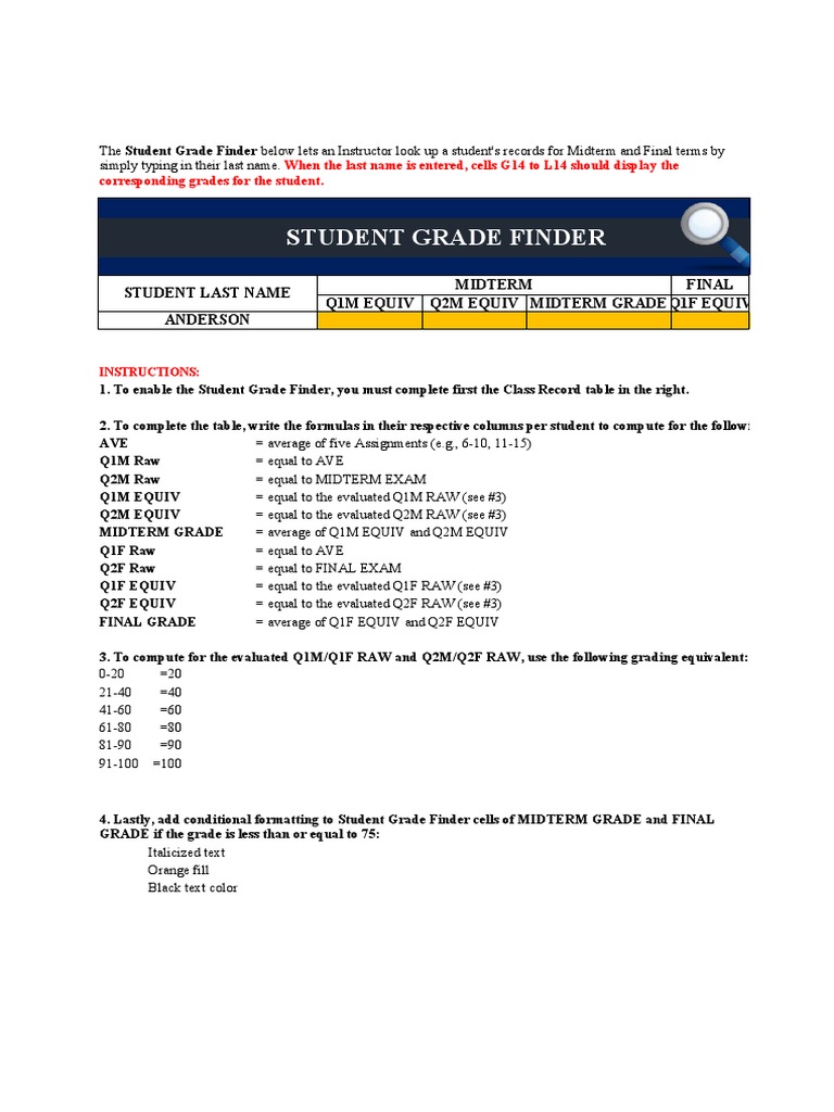 Student Grade Tracking Sheet with Formulas to Calculate Midterm and ...