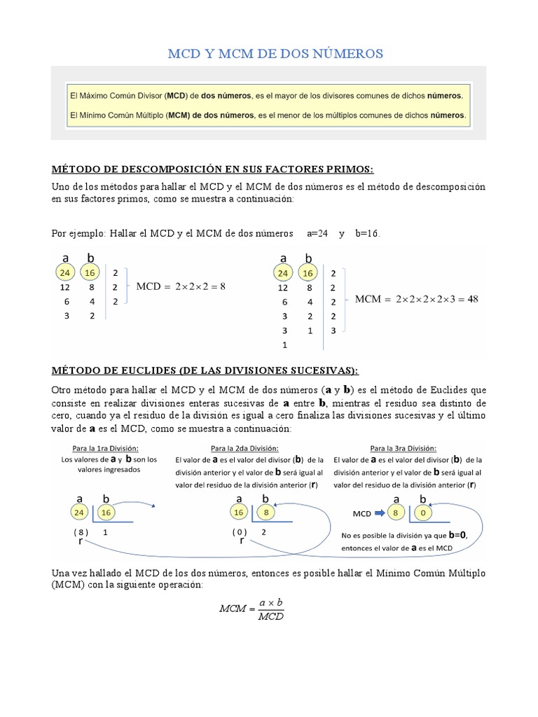 MCD y MCM: Métodos y Algoritmos en C++ | PDF | C ++ | Algoritmos