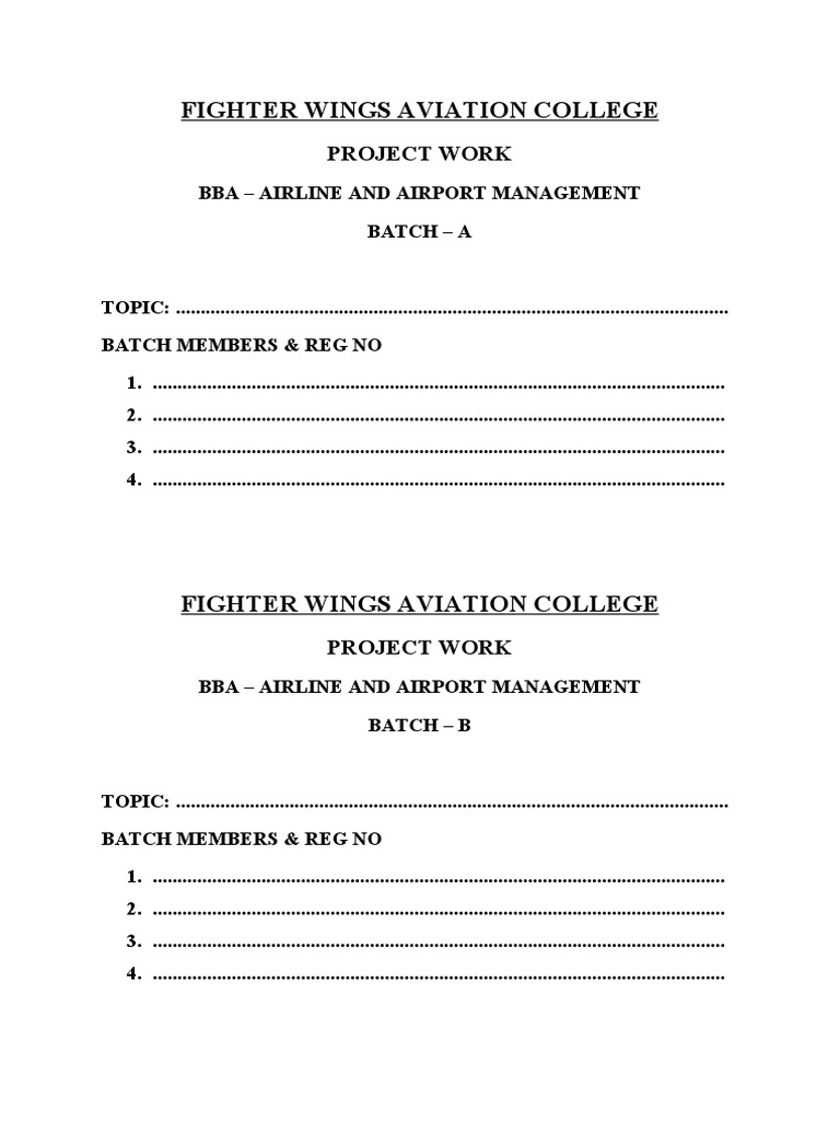 Bba & BSC - Project Work | PDF | Aviation | Transport