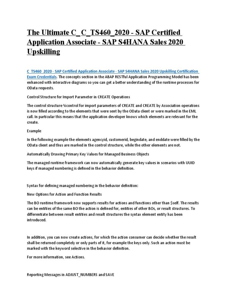 The Ultimate C - C - TS460 - 2020 - SAP Certified Application Associate ...
