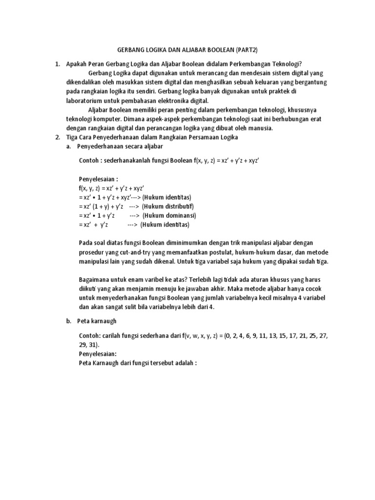 Blog 2 Gerbang Logika Dan Aljabar Boolean | PDF | Metode & Bahan Ajar