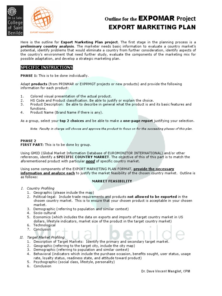 EXPOMAR Project: Export Marketing Plan | PDF | Marketing | Market ...