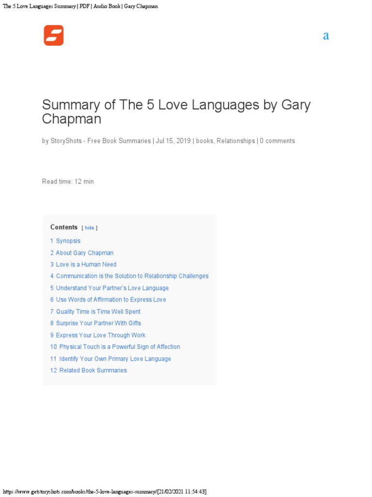 The 5 Love Languages Summary - Understand Your Partner's Emotional ...