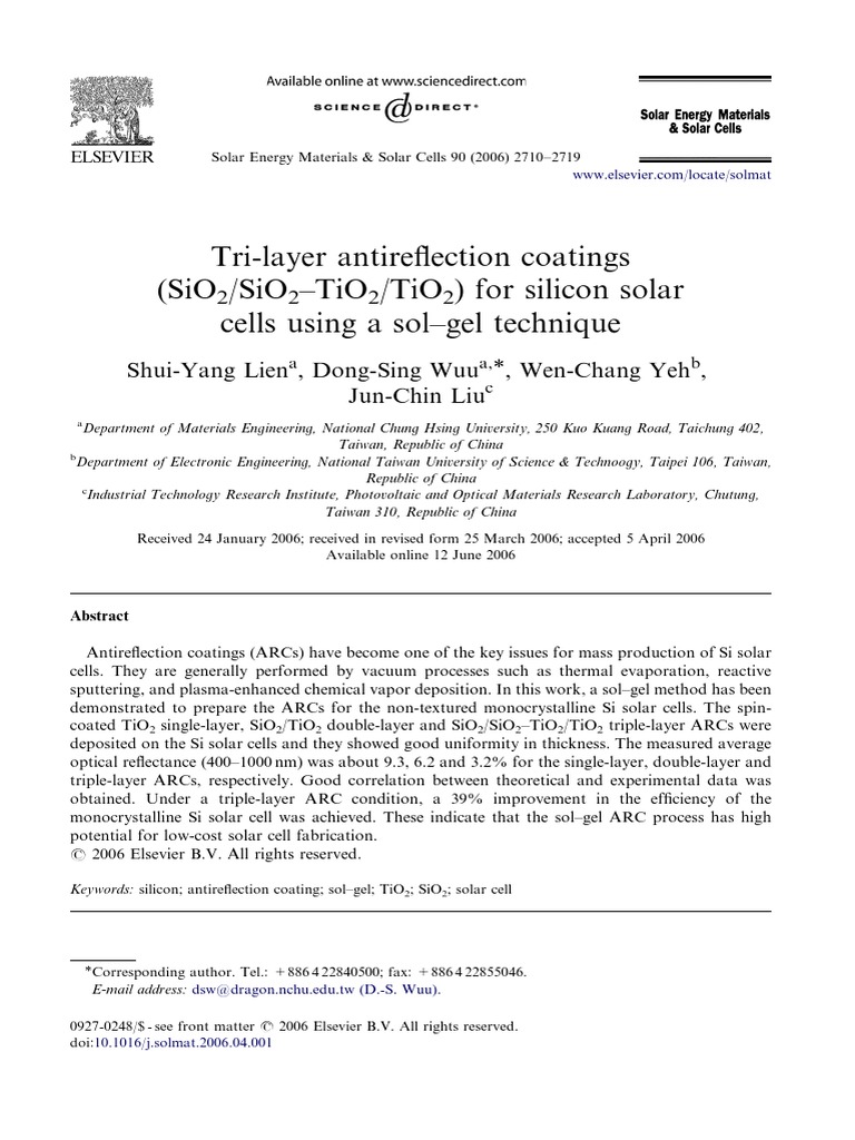 Tri Layer | PDF | Solar Cell | Refractive Index