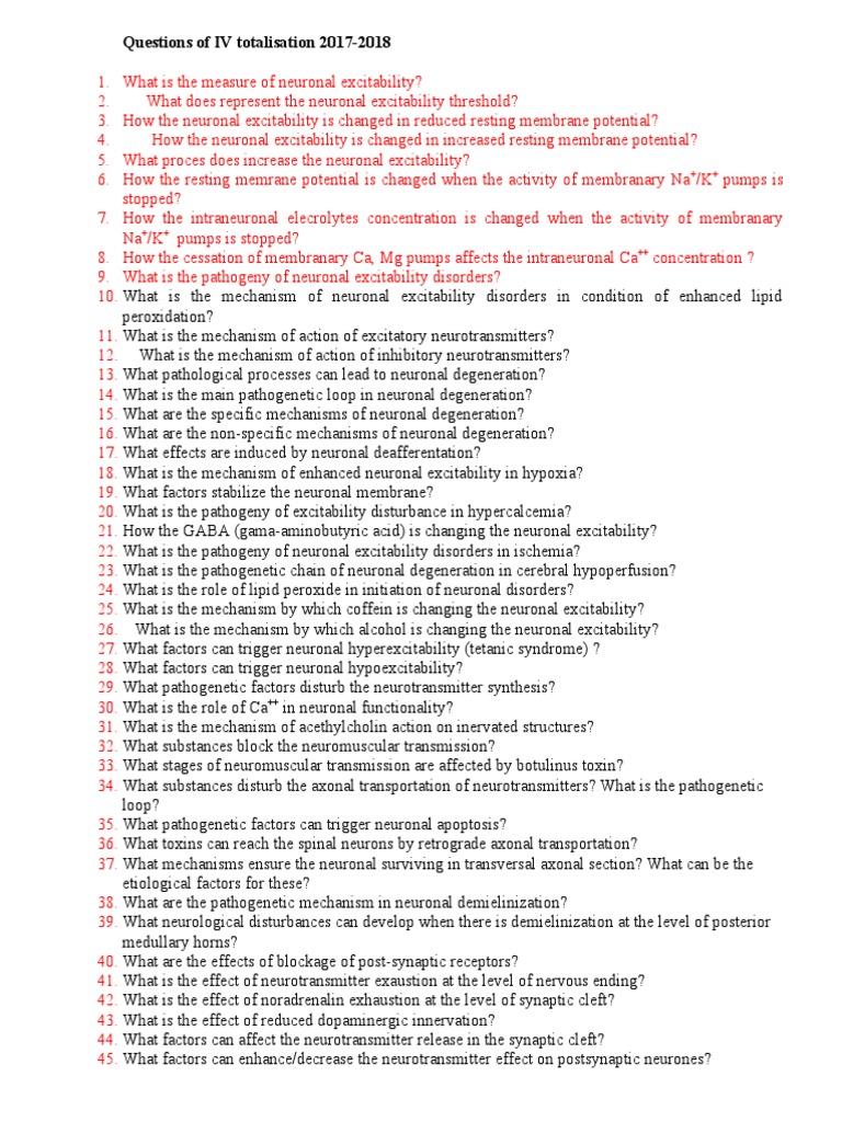 Questions of IV Totalisation 2017-2018 | PDF | Hyperthyroidism | Diabetes