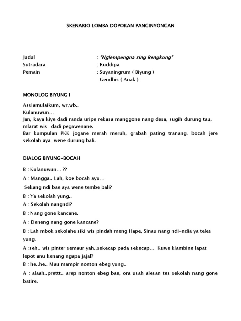 Skenario Lomba Dialog | PDF