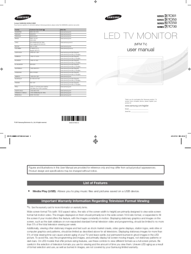 Led TV Monitor: User Manual | PDF | Hdmi | Headphones