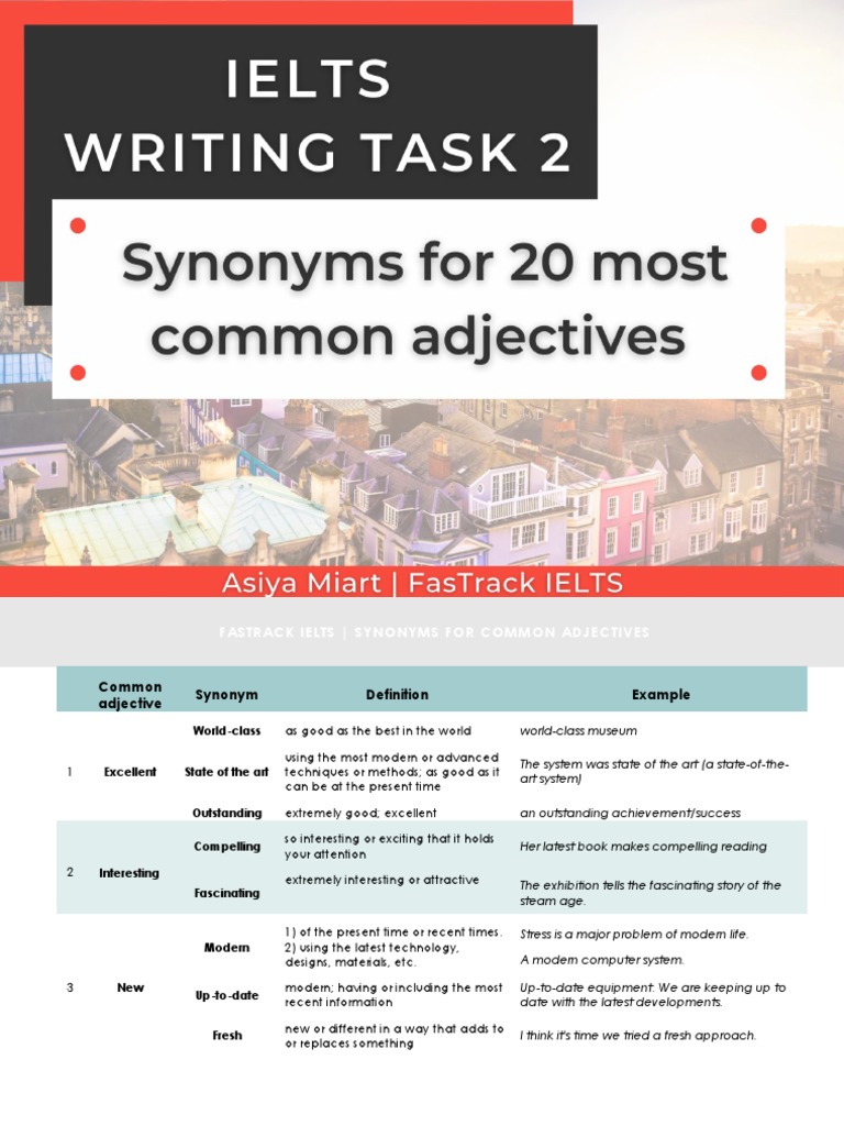 Your PDF - Synonyms For 20 Most Common Adjectives in IELTS | PDF