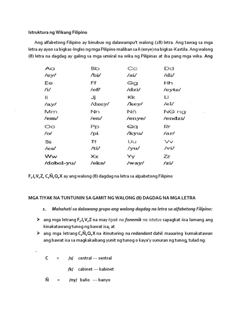 Istruktura NG Wikang Filipino | PDF
