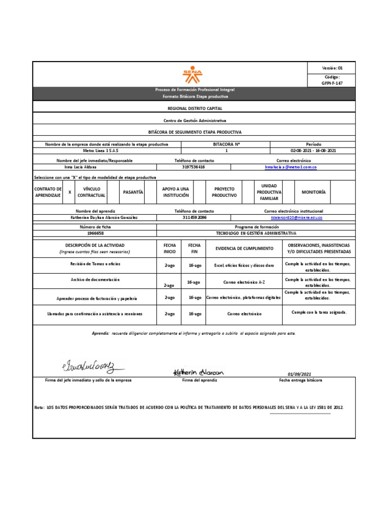 Bitacora N°1 Sena | PDF | Informática