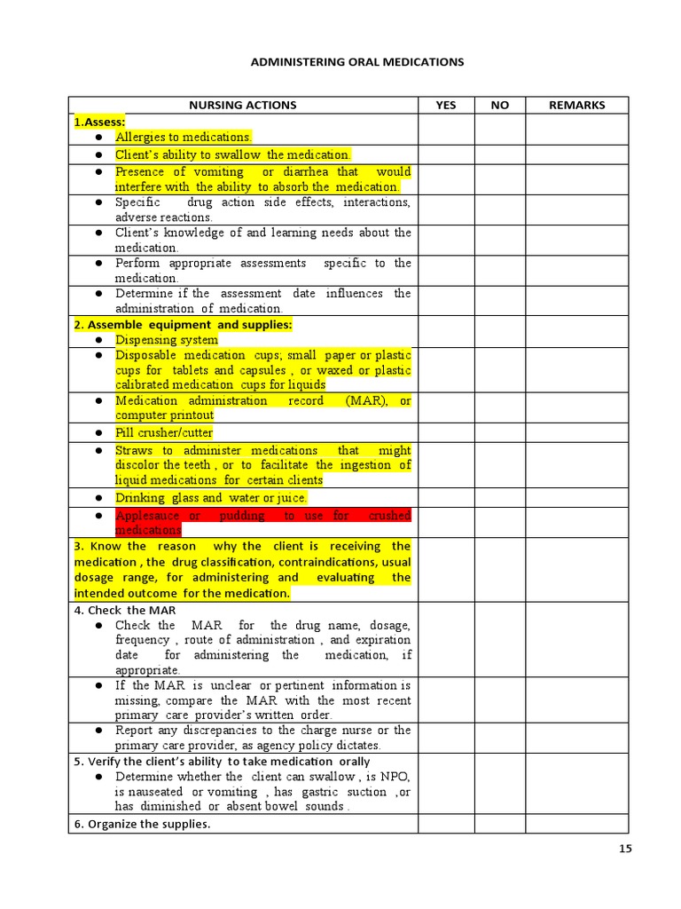 Oral Medication Administration Guide | PDF | Tablet (Pharmacy) | Chemistry