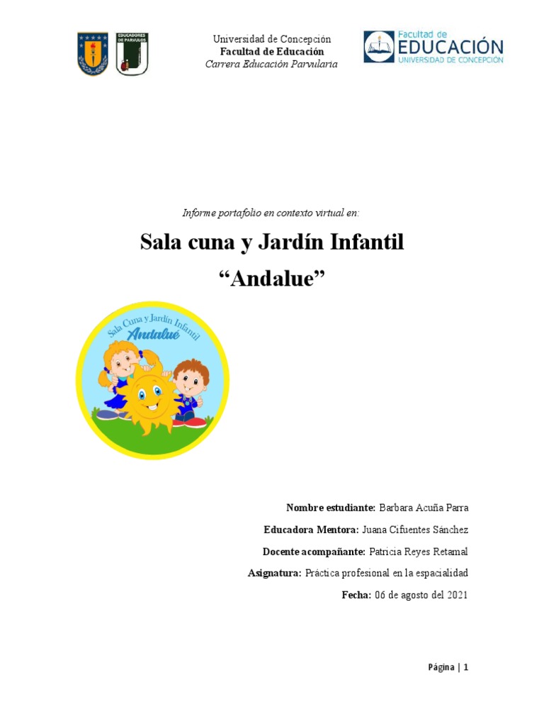 Informe Portafolio | PDF | Educación de la primera infancia | Aprendizaje