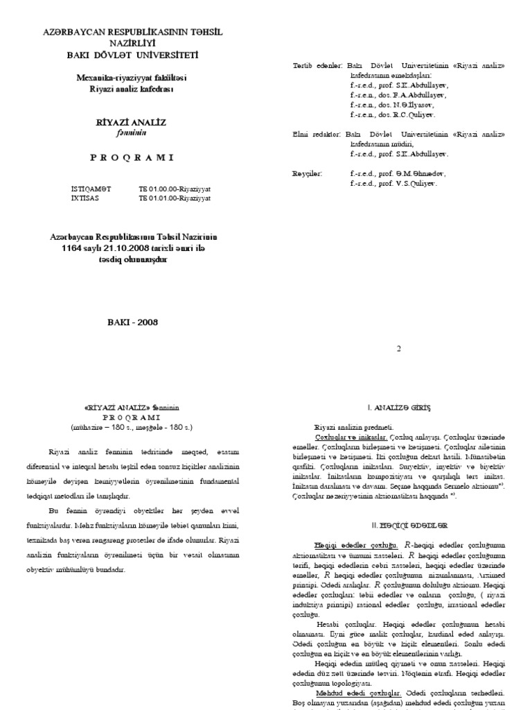 Riyazi Analiz - Az | PDF