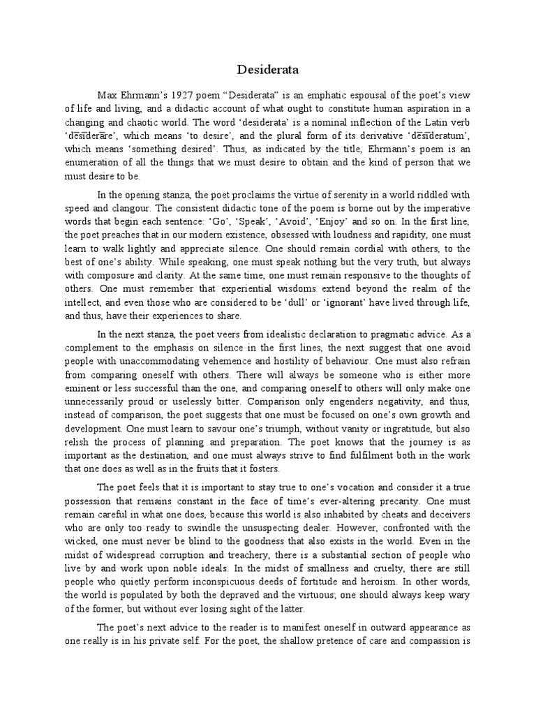 Desiderata | PDF