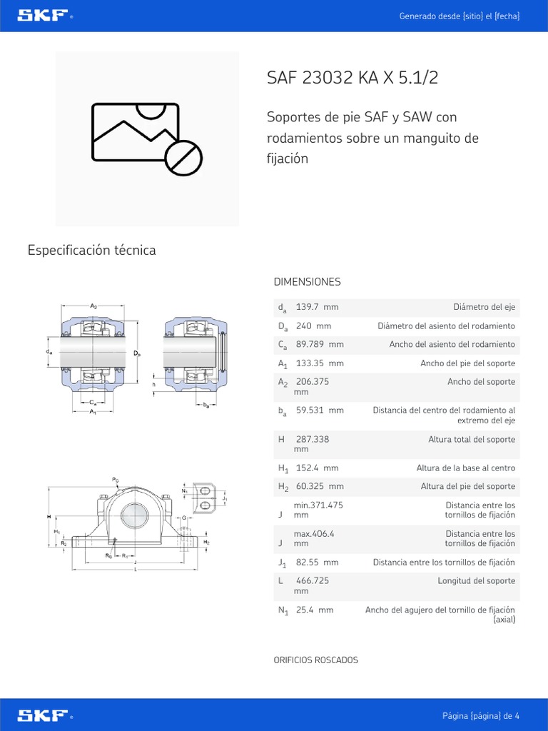 SAF 23032 KA X 5.1/2: Soportes de Pie SAF y SAW Con Rodamientos Sobre ...