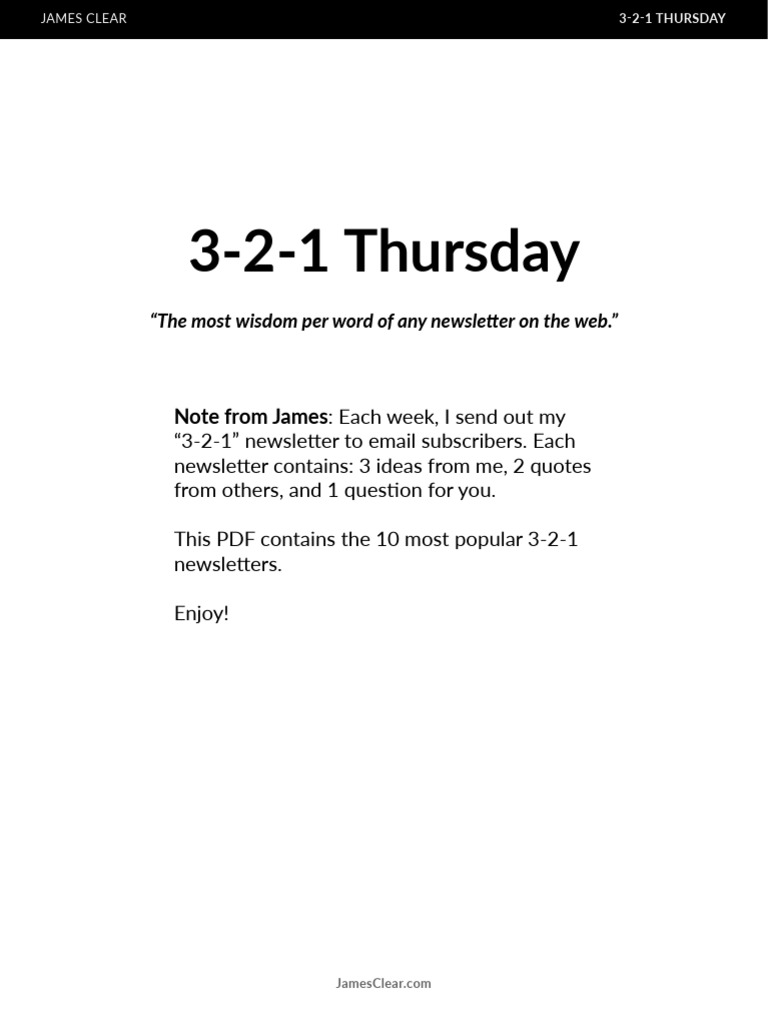 3-2-1 Thursday: Note From James: Each Week, I Send Out My | PDF | Optimism