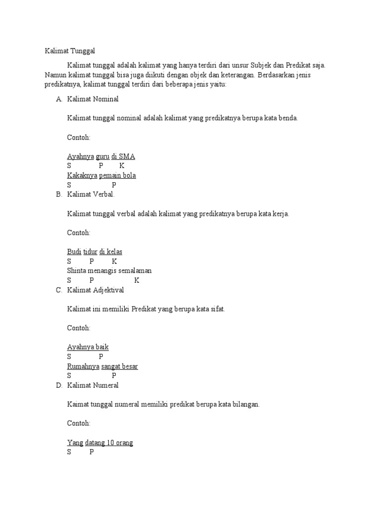 Kalimat Tunggal | PDF