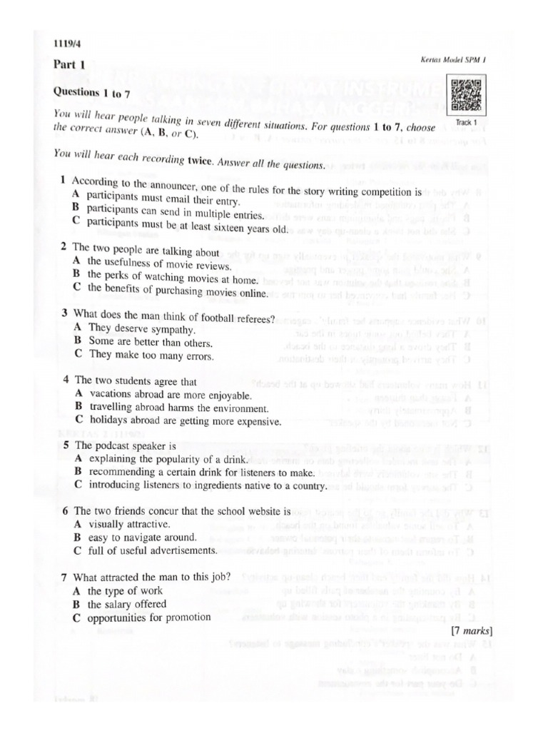 Form 4 4th Week August Listening Test Practice | PDF