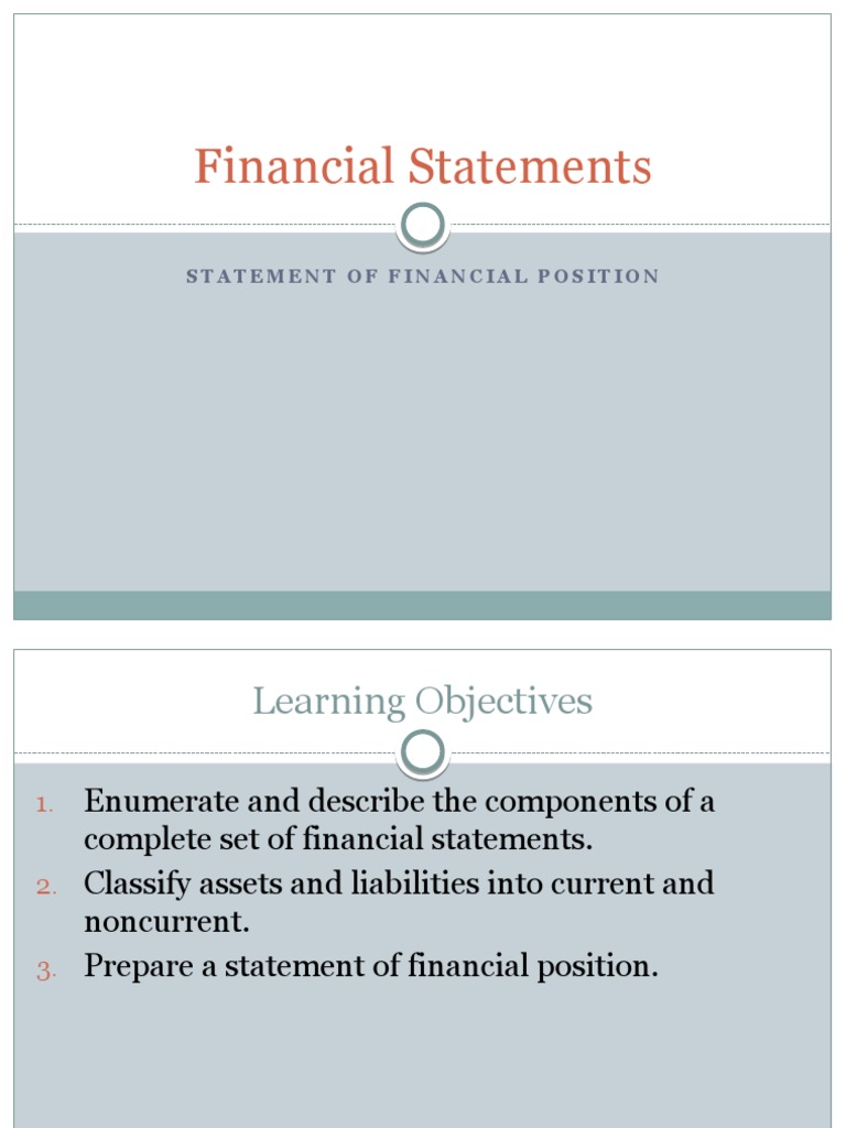 Lecture 1A - Statement of Financial Position | PDF | Financial ...