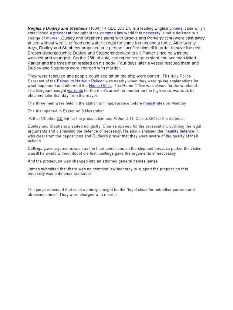 Regina V Dudley and Stephens | PDF